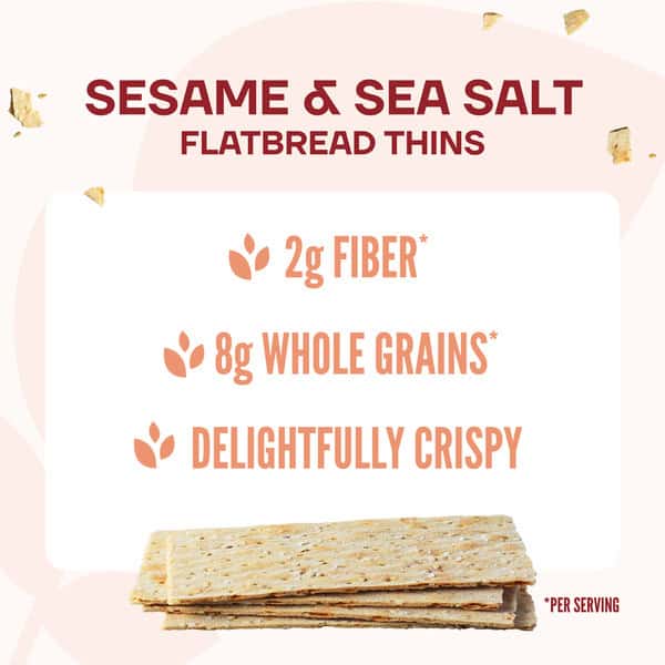 Wasa Sesame & Sea Salt Flatbread Thins, Crackers, Non-GMO Ingredients ...