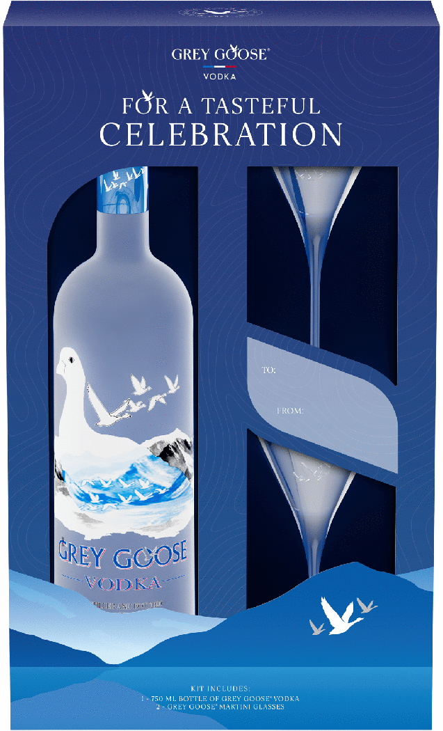 Grey Goose w/ Two Glasses Gift Vodka – RoomBox